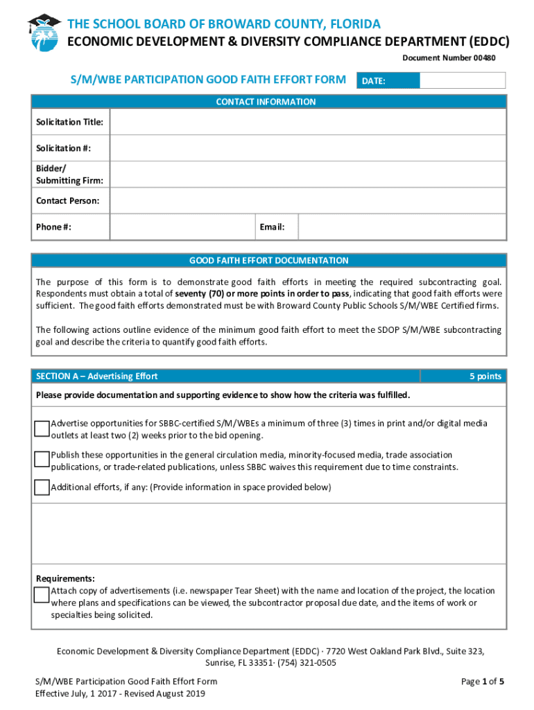Fillable Online Good Faith Effort Form Fax Email Print - pdfFiller