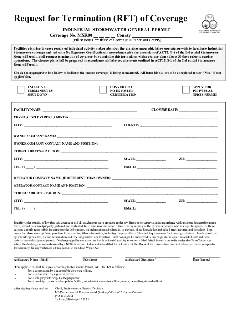 Fillable Online Request for Termination (RFT) of Coverage Fax Email ...