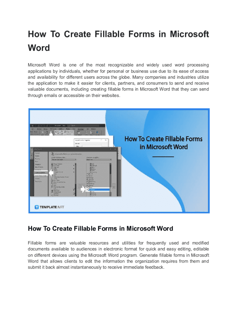 Fillable Online answers.microsoft.comen-usmsofficeCreating a fillable form in Word - Microsoft ...