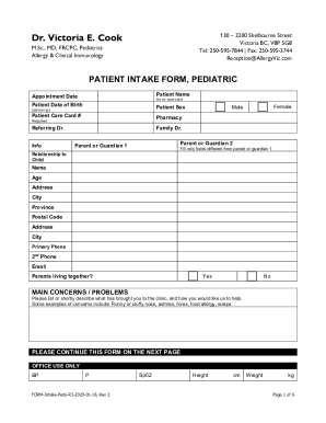 Fillable Online Patient Information Sheet, Pediatric Fax Email Print ...