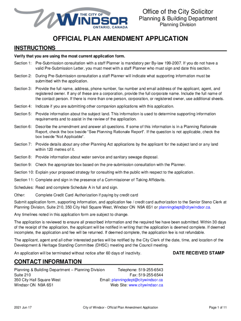 Fillable Online Application Form Official Plan Amendment Fax Email ...
