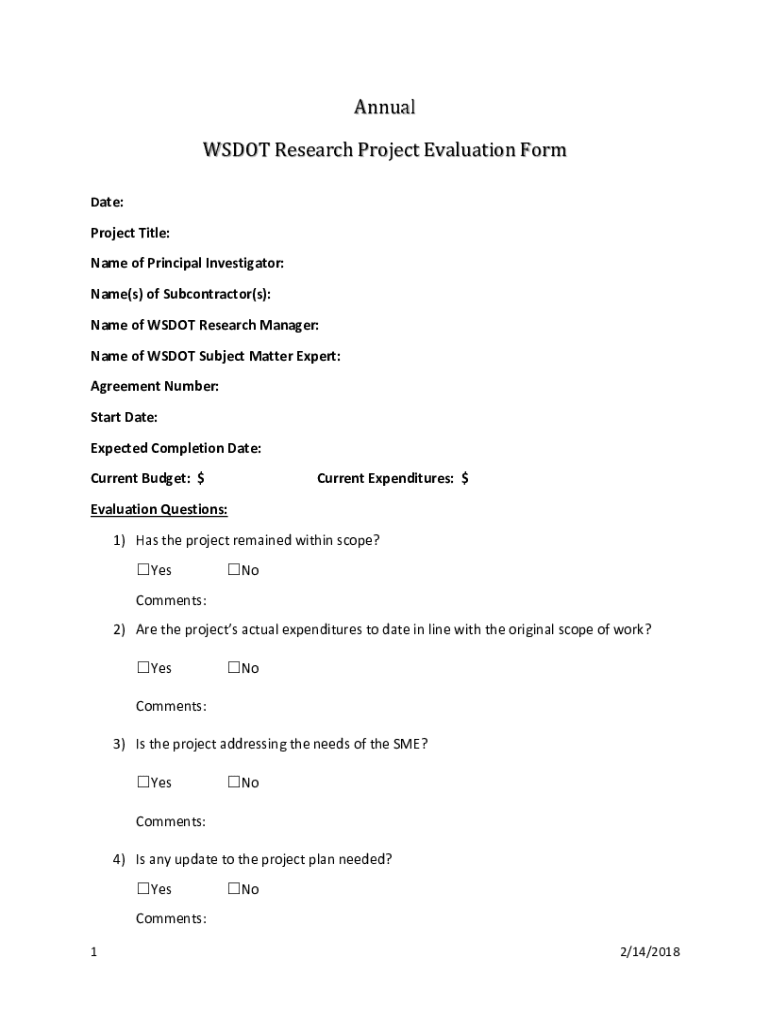 Fillable Online depts washington Doc 2-WSDOT Research Project Annual ...