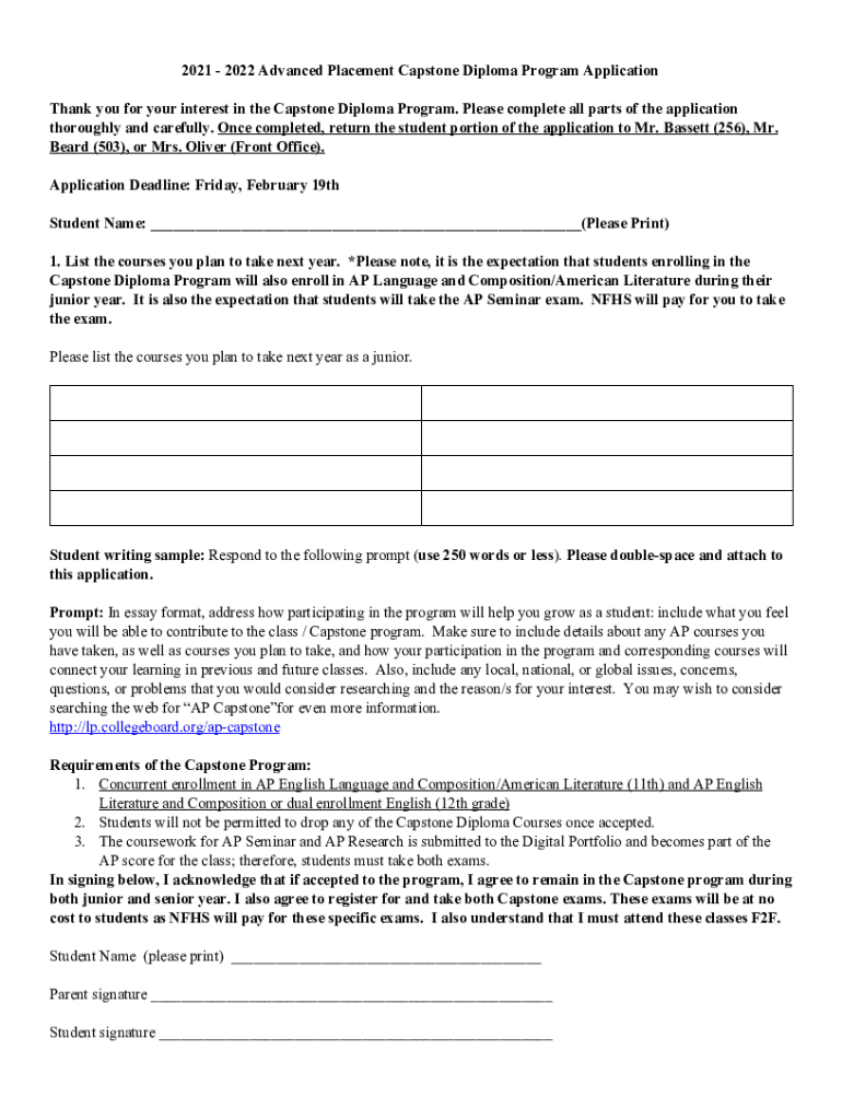 Fillable Online apcentral.collegeboard.orgcoursesap-capstoneAP Capstone Diploma Program ...