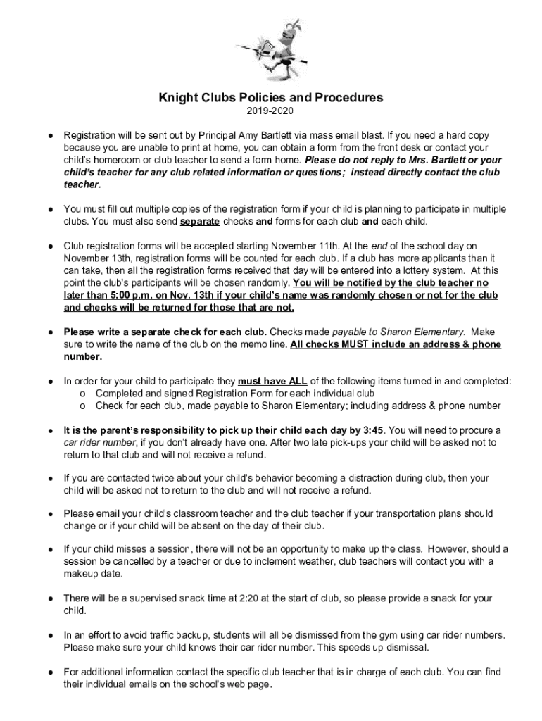 Fillable Online Knight Clubs Policies and Procedures - Forsyth County Schools Fax Email Print ...