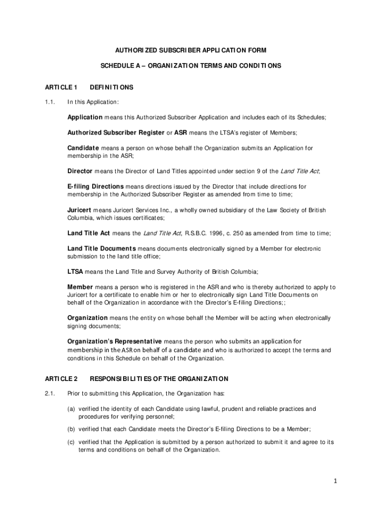 Fillable Online ASR Application form Schedule B - Candidate terms and conditions - LTSA Fax ...