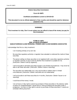 Fillable Online Unofficial Consolidation: Form 45-106F16 Notice of Use ...