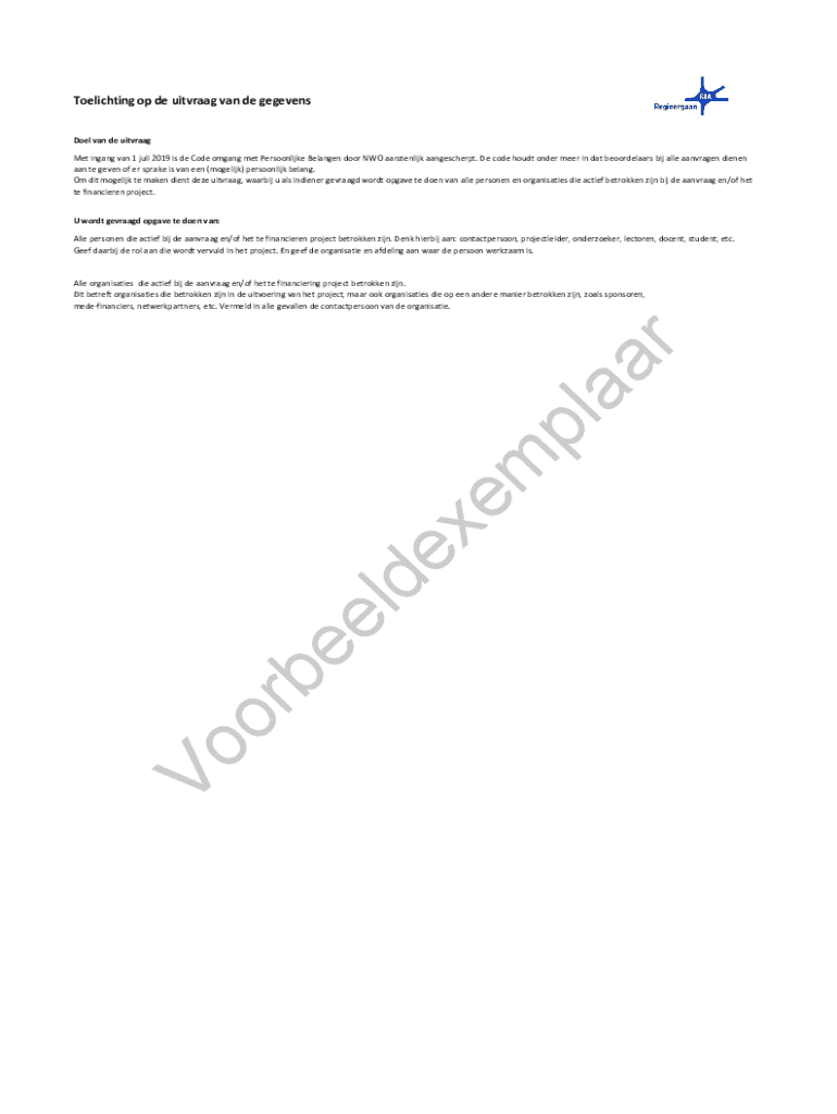 Invulbaar Online Toelichting op de uitvraag van de gegevens ...