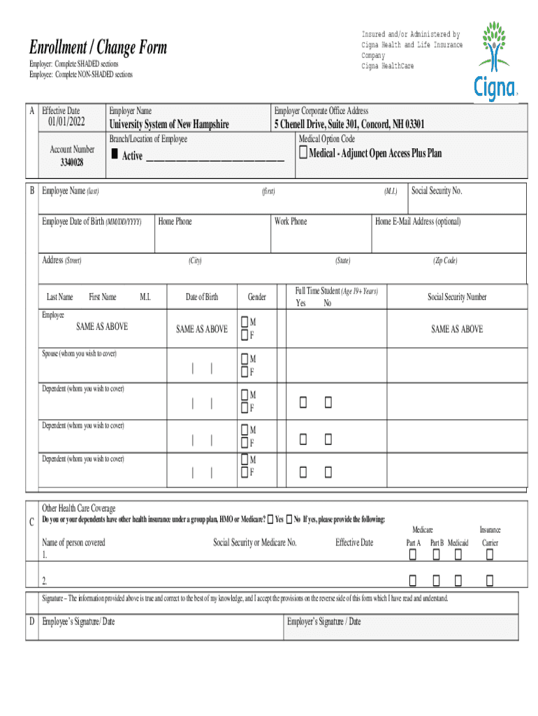 Fillable Online www.coursehero.comEnrollment-Form-CignaEnrollment Form Cigna - Insured and/or ...