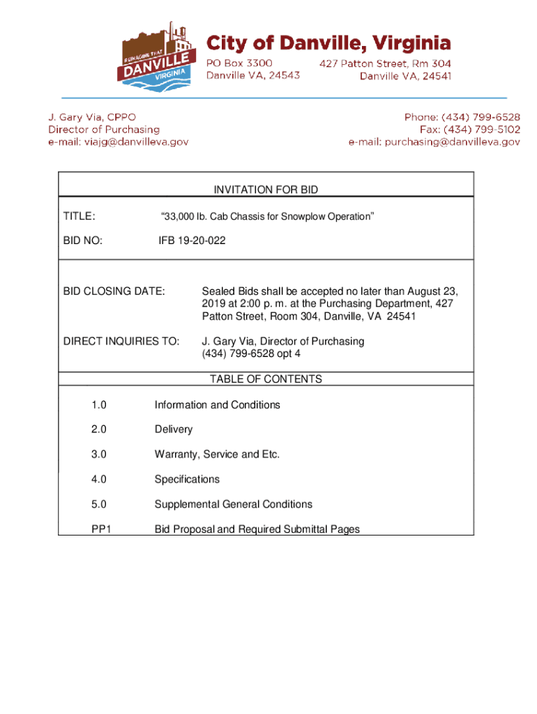 Fillable Online INVITATION FOR BID TITLE: BID NO: IFB 19-20-022 BID CLOSING ... Fax Email Print ...