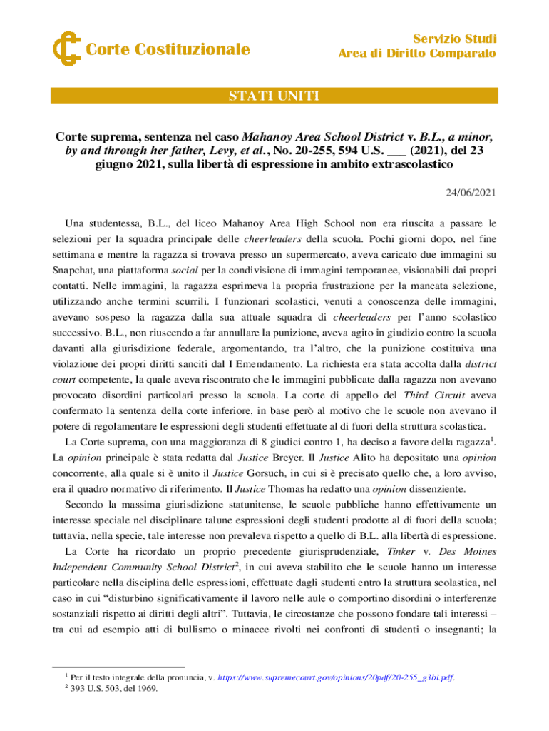 Compilabile Online Mahanoy Area School District v. B.L.The First ...