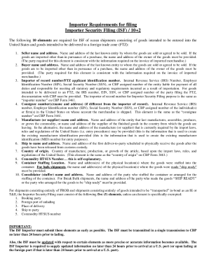 Fillable Online help.cbp.govsarticleImport Security Filing (ISF) - When ...