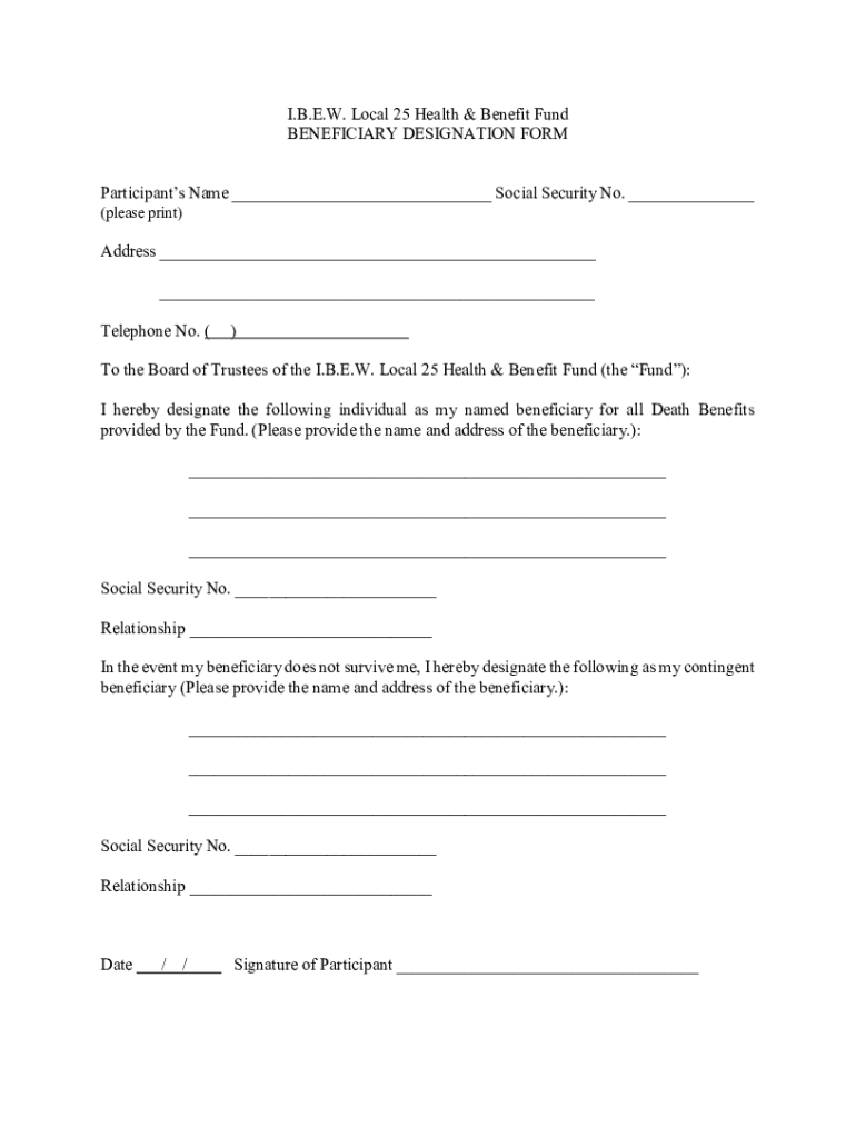 Fillable Online H&B Fund Beneficiary Designation Form.docx Fax Email ...