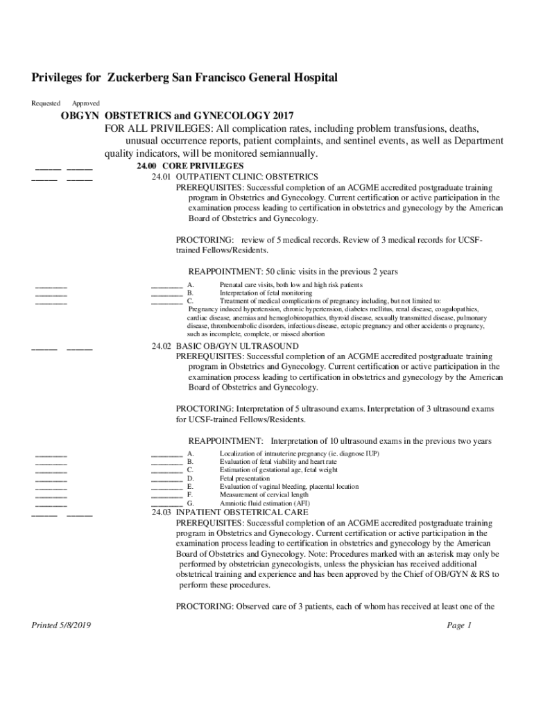 Fillable Online Privileges for Zuckerberg San Francisco General Hospital - SFDPH Fax Email Print ...