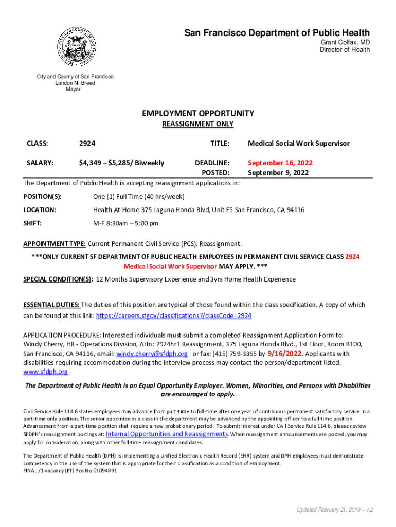 Fillable Online Department of Public Health San FranciscoDepartment of ...