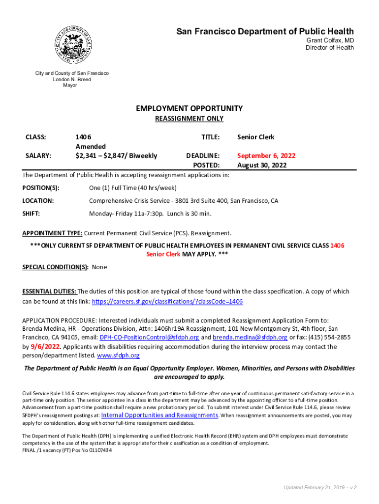 Fillable Online Department of Public Health San FranciscoSFDPH updates ...