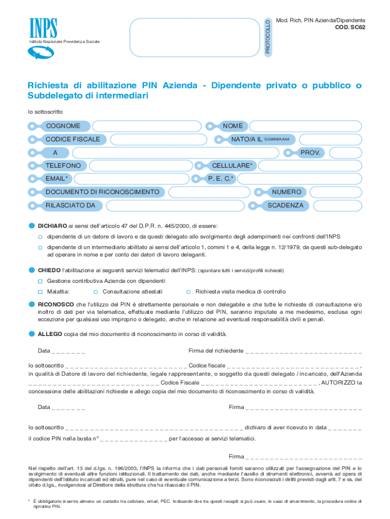 Compilabile Online Tutti i Moduli PIN in un'unica sezione - Inps ...