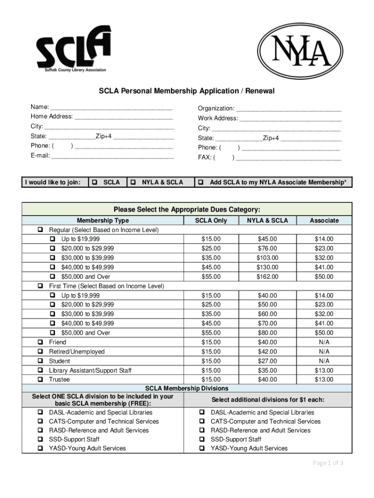Fillable Online www.pdffiller.com473485998--SCLA-PersonalGet the free SCLA Personal Membership ...