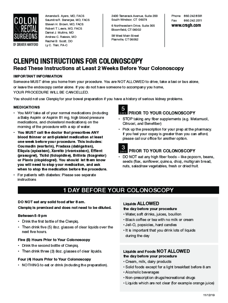 Fillable Online PREPARING FOR COLON SURGERY CHECKLISTWITH BOWEL PREP ...