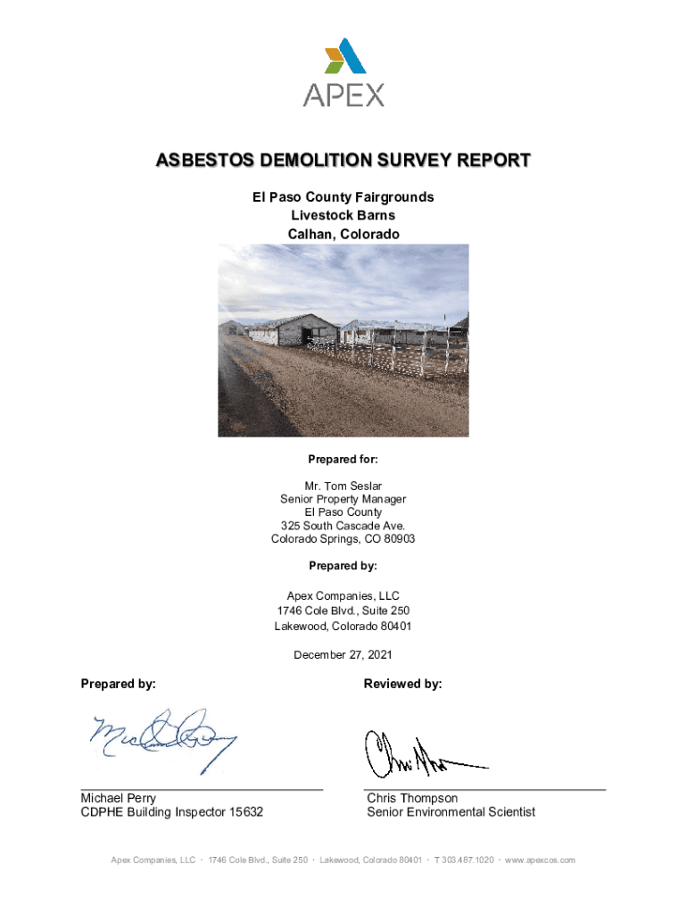 Fillable Online Asbestos Demolition Survey Report Fax Email Print ...