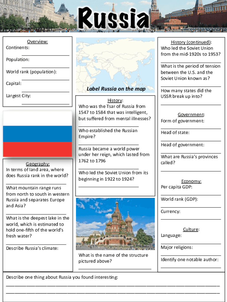 Fillable Online www.cia.govthe-world-factbookcountriesRussia - The ... Fillable Online www.cia.govthe-world-factbookcountriesRussia - The ...