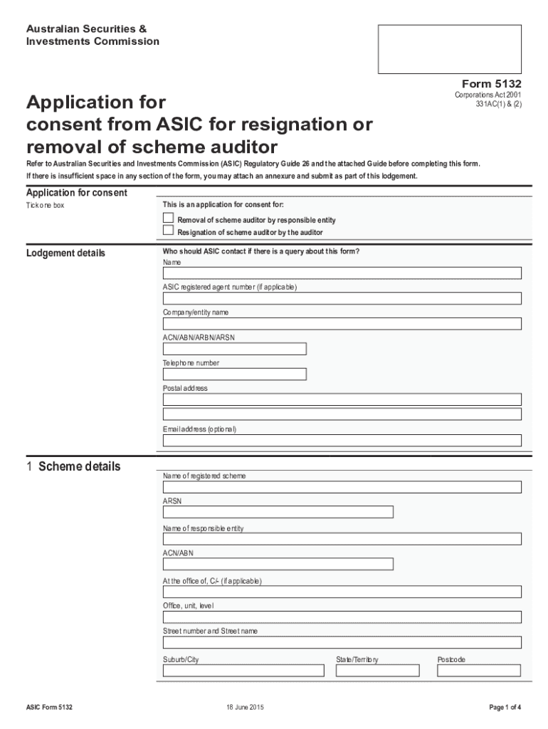Fillable Online asic.gov.auregulatory-resourcesforms5132 Application for consent from ASIC for ...