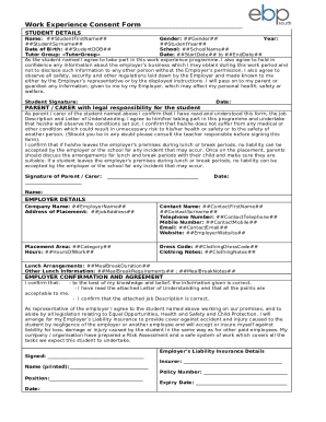 WORK EXPERIENCE PARENTAL CONSENT FREE 11+ Sample Student Consent s in ...