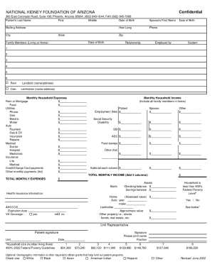 Fillable Online NATIONAL KIDNEY FOUNDATION OF ARIZONA CONFIDEN ... Fax ...