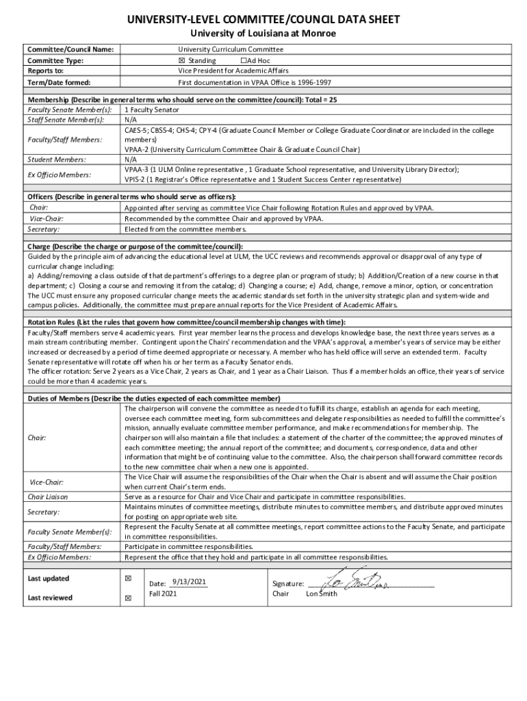 Fillable Online studylib.netdoc12069268UNIVERSITY-LEVEL COMMITTEE/COUNCIL DATA SHEET University ...