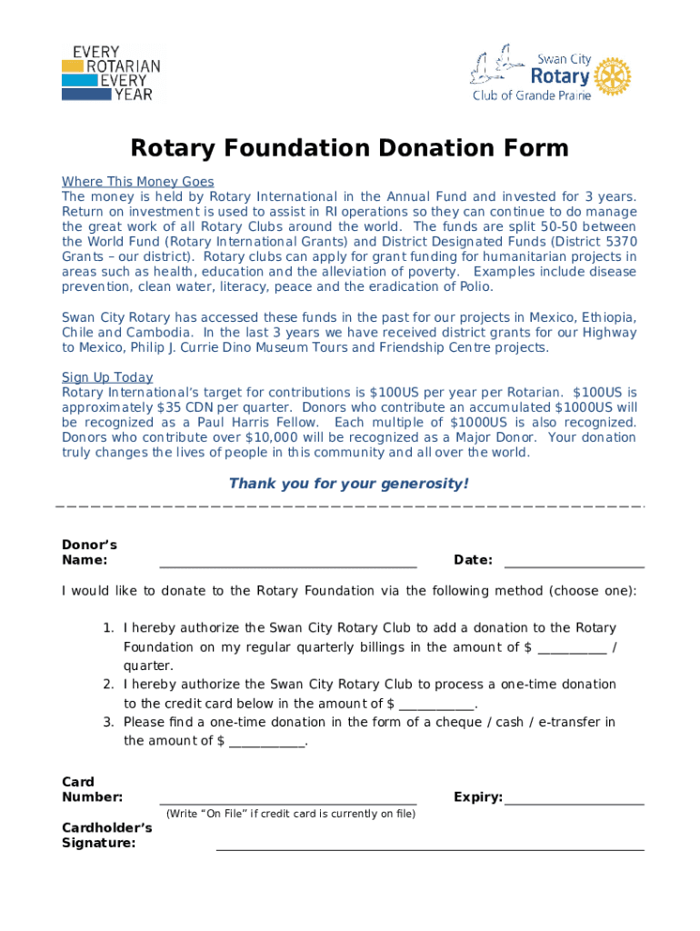 Annual Fund and SHAREMy Rotary - Rotary International Doc Template | pdfFiller