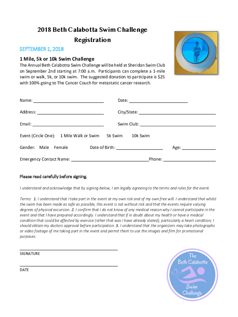 Fillable Online Swim Challenge Registration Form.docx Fax Email Print ...