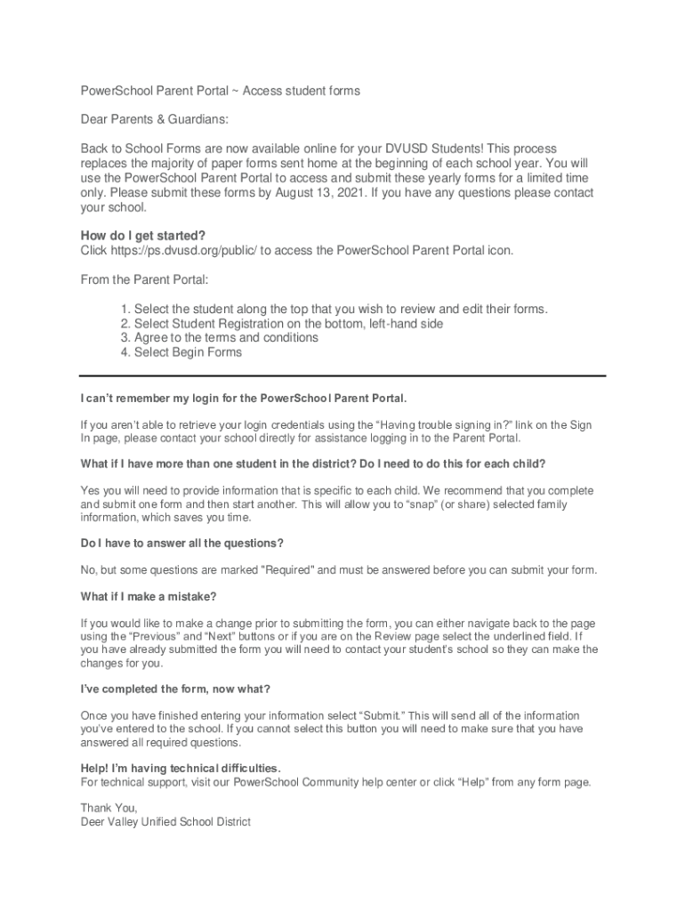 Fillable Online PowerSchool Parent Portal Access student forms Fax Email Print - pdfFiller
