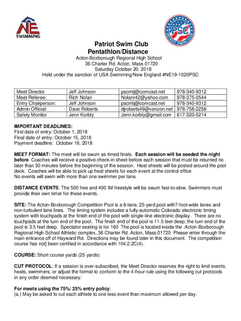 Fillable Online Patriot Swim Club Sadie Hawkins Team Specialty Meet - TeamUnify Fax Email Print ...
