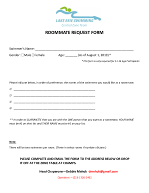 Fillable Online ROOMMATE REQUEST FORM - TeamUnify Fax Email Print ...