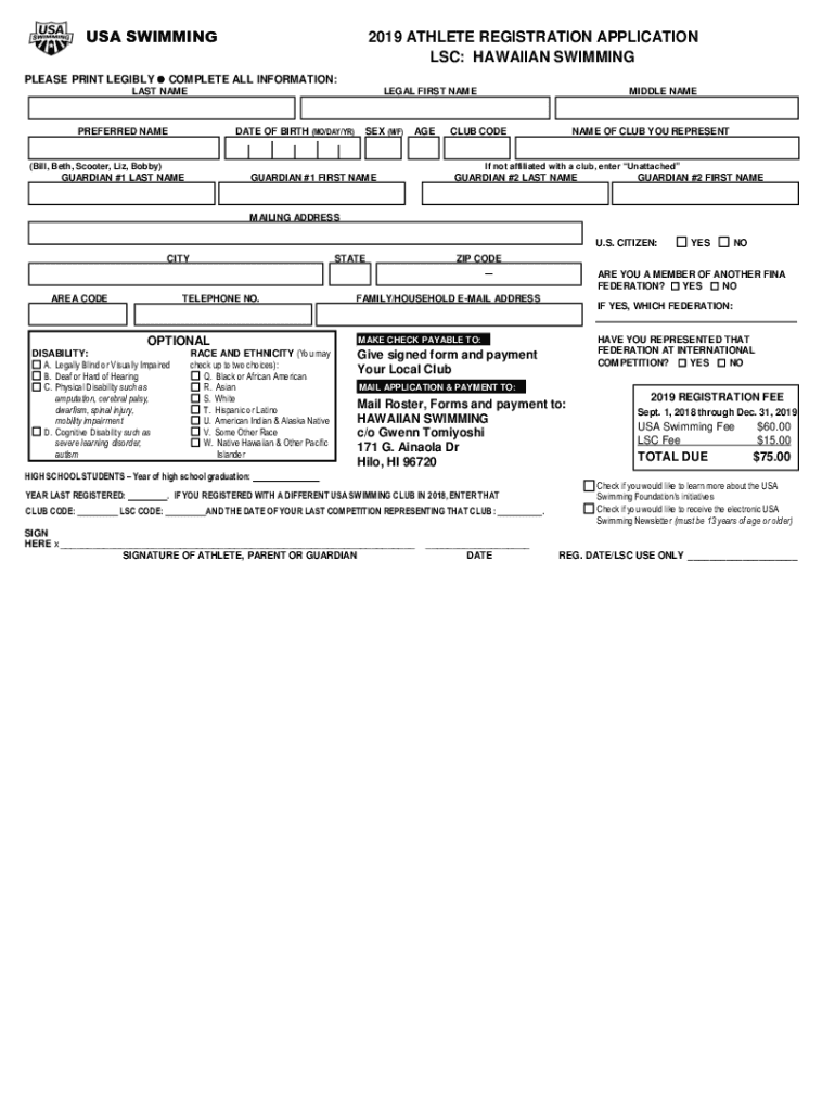 Fillable Online USA SWIMMING 2022 NON-ATHLETE REGISTRATION APPLICATION LSC ... - TeamUnify Fax ...