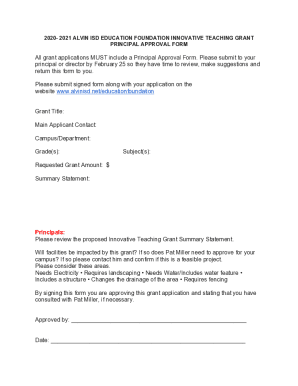 Fillable Online All grant applications MUST include a Principal ...