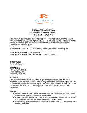 Fillable Online Ensworth Aquatics September Invitational - TeamUnify ...