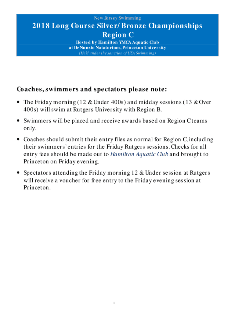 Fillable Online HACY & NJS Region C Silver Bronze Champs 2018 Meet Info ...