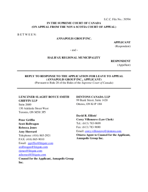 Fillable Online Notice of Application for Leave to Appeal - Form 25 ...