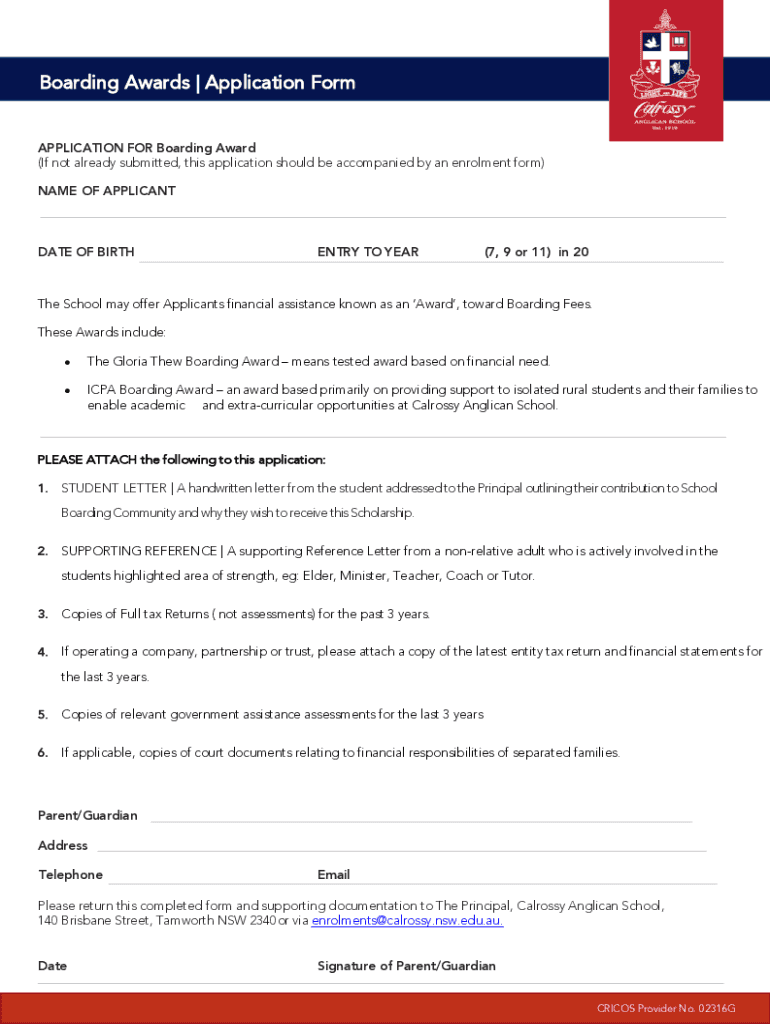 Fillable Online Boarding AwardsApplication Form Fax Email Print - pdfFiller