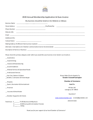 Fillable Online 2020 Annual Membership Application & Dues Invoice Fax ...