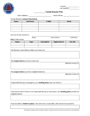 Fillable Online Family Disaster Plan Template Fax Email Print - pdfFiller