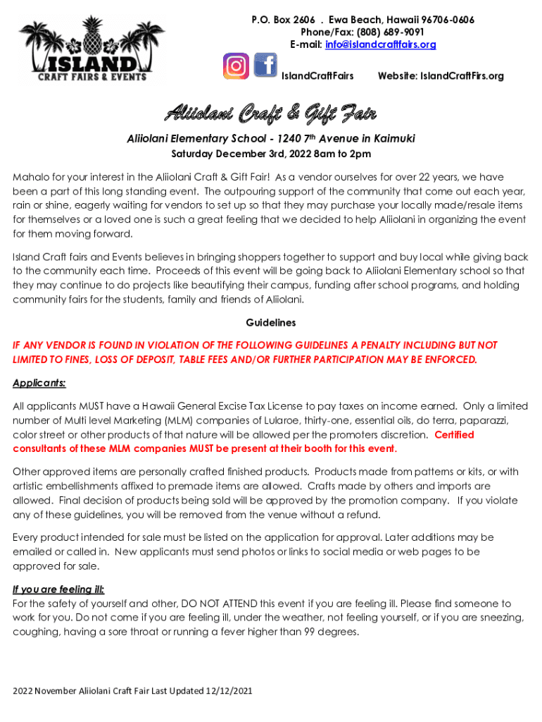 Fillable Online Island Craft Fairs & Events - fairs and festivals Fax Email Print - pdfFiller