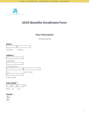Fillable Online 2020 Benefits Enrollment Form Fax Email Print - pdfFiller