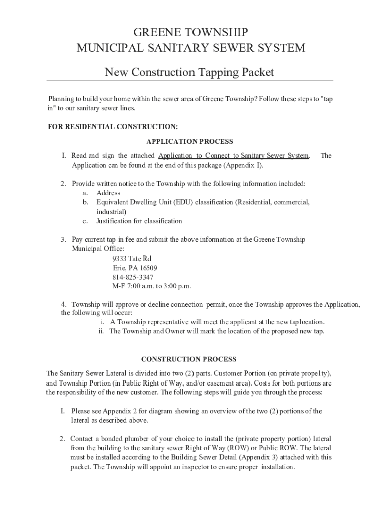 Fillable Online The Homeowner's Guide to Sewer Taps - Home Reference ...