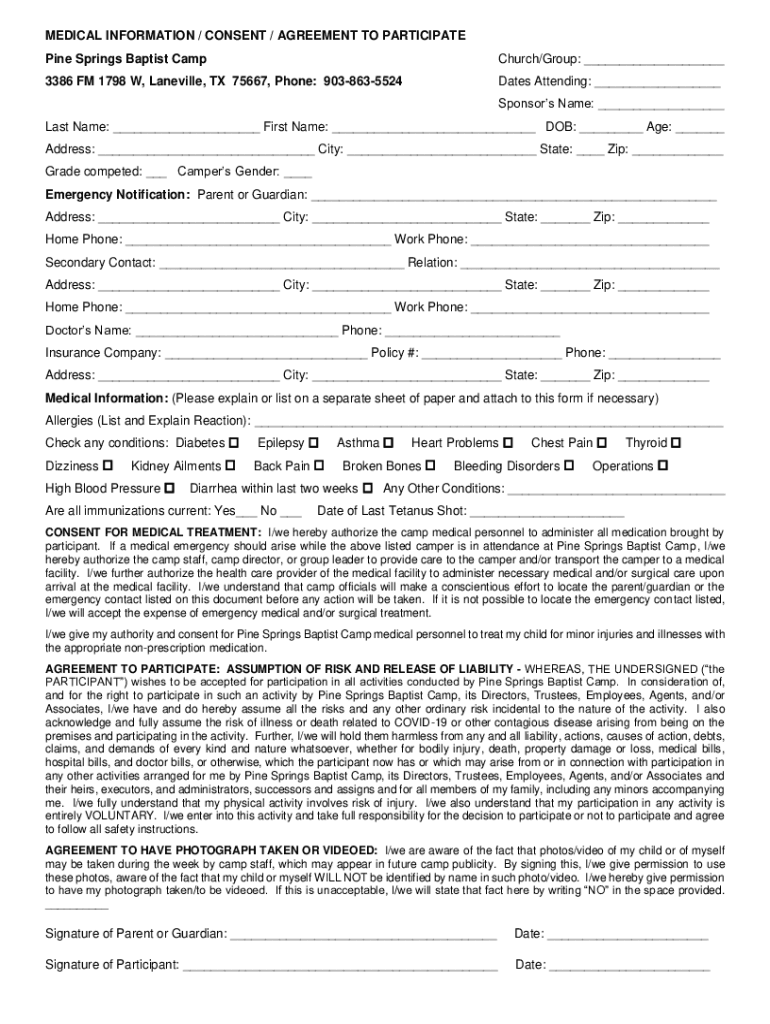 Fillable Online KID'S KAMP MEDICAL / REGISTRATION FORM2010 Fax Email Print - pdfFiller