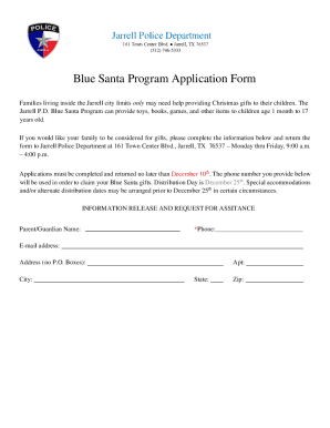Fillable Online Blue Santa Program Application Form Fax Email Print ...