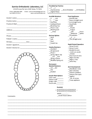 Fillable Online Sunrise Orthodontic Laboratory, LLC Fax Email Print ...