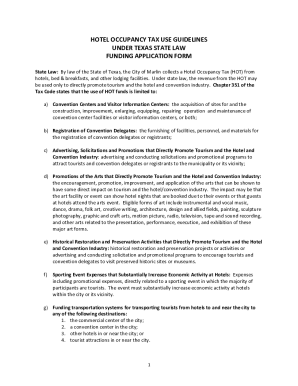 Fillable Online Hotel Occupancy Tax Use Guidelines Under Texas State ...