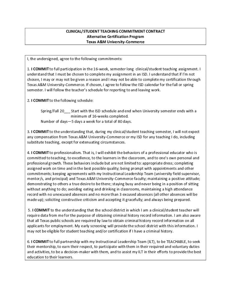 Fillable Online inside.tamuc.eduprogram-guidelinesdefaultALTERNATIVE CERTIFICATION PROGRAM ...