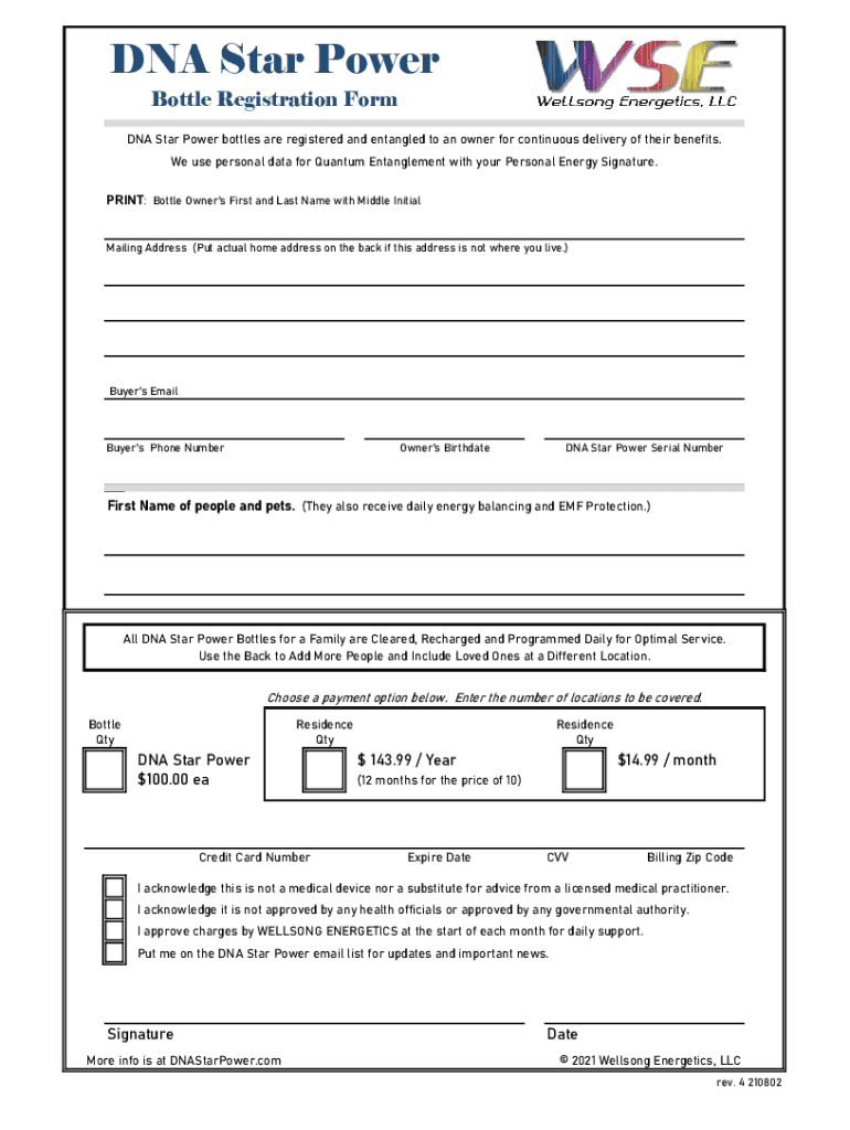 Fillable Online DNA Star Power Registration Form v4 WSE.xlsx Fax Email Print - pdfFiller